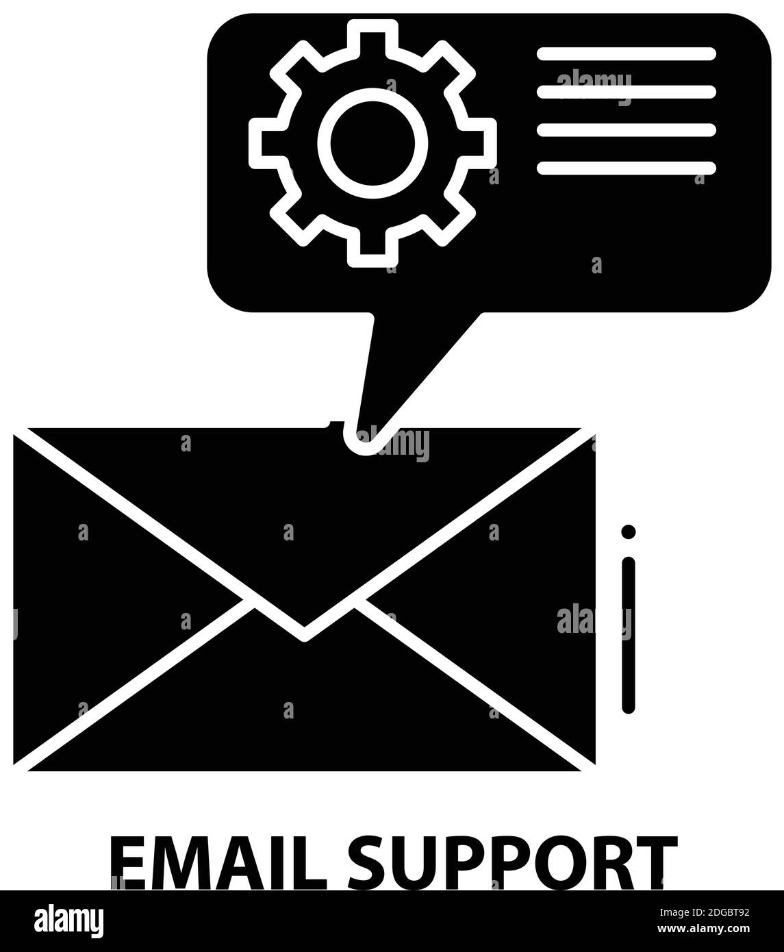email support icon, black vector sign with editable strokes, concept ...