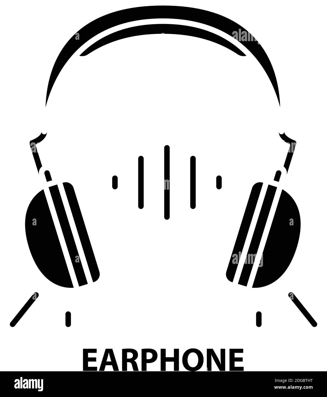 earphone symbol icon, black vector sign with editable strokes, concept ...