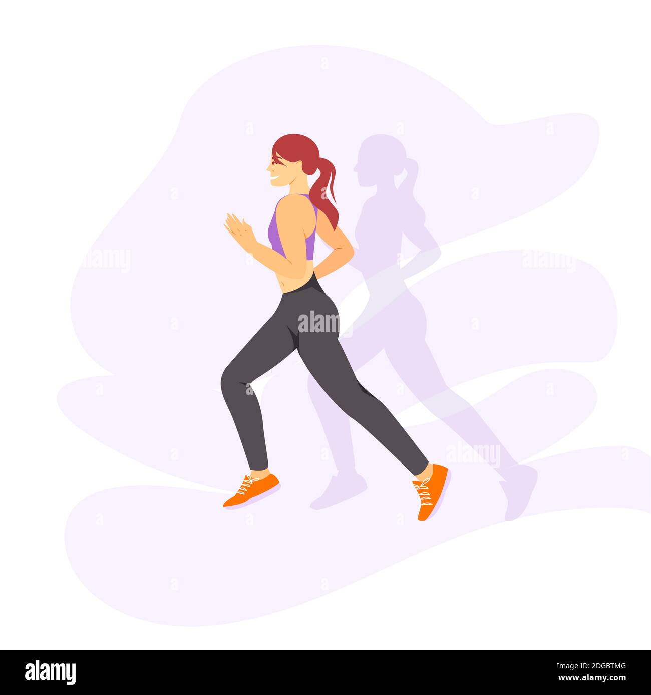 Running woman illustration in modern flat style in vector on white ...
