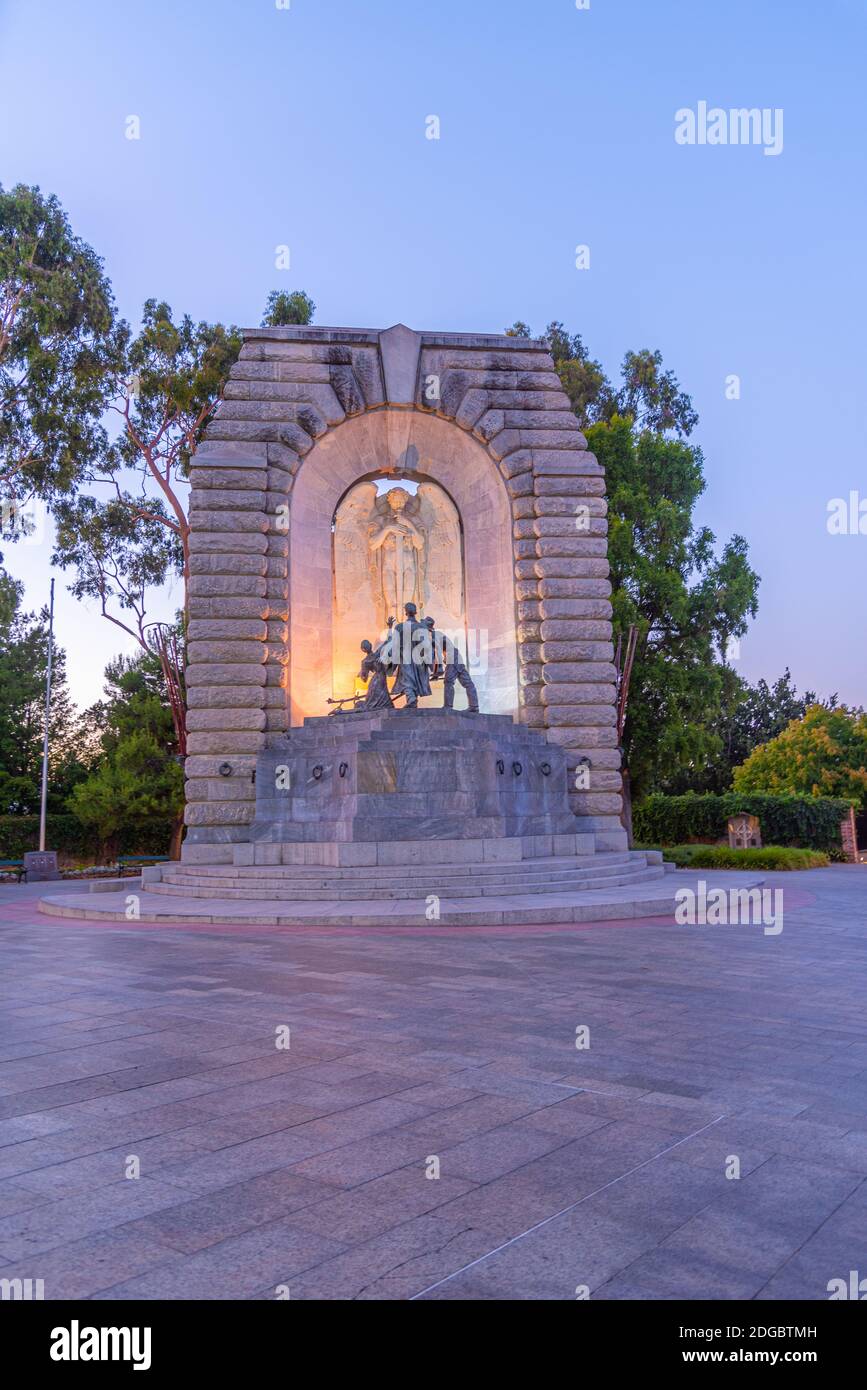 Night view of national war memorial in Adelaide, Australia Stock Photo ...