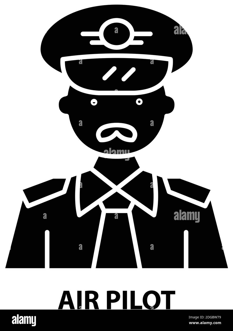 air pilot icon, black vector sign with editable strokes, concept ...