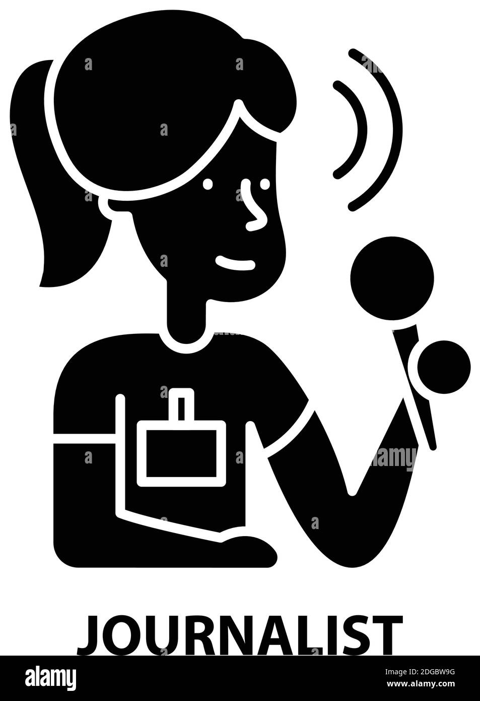 journalist icon, black vector sign with editable strokes, concept ...