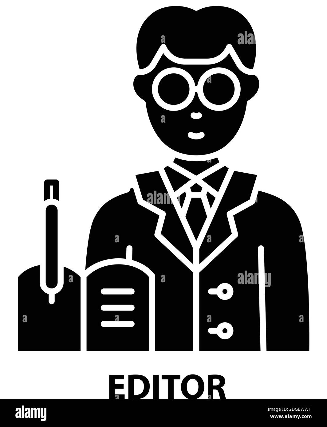 editor icon, black vector sign with editable strokes, concept ...