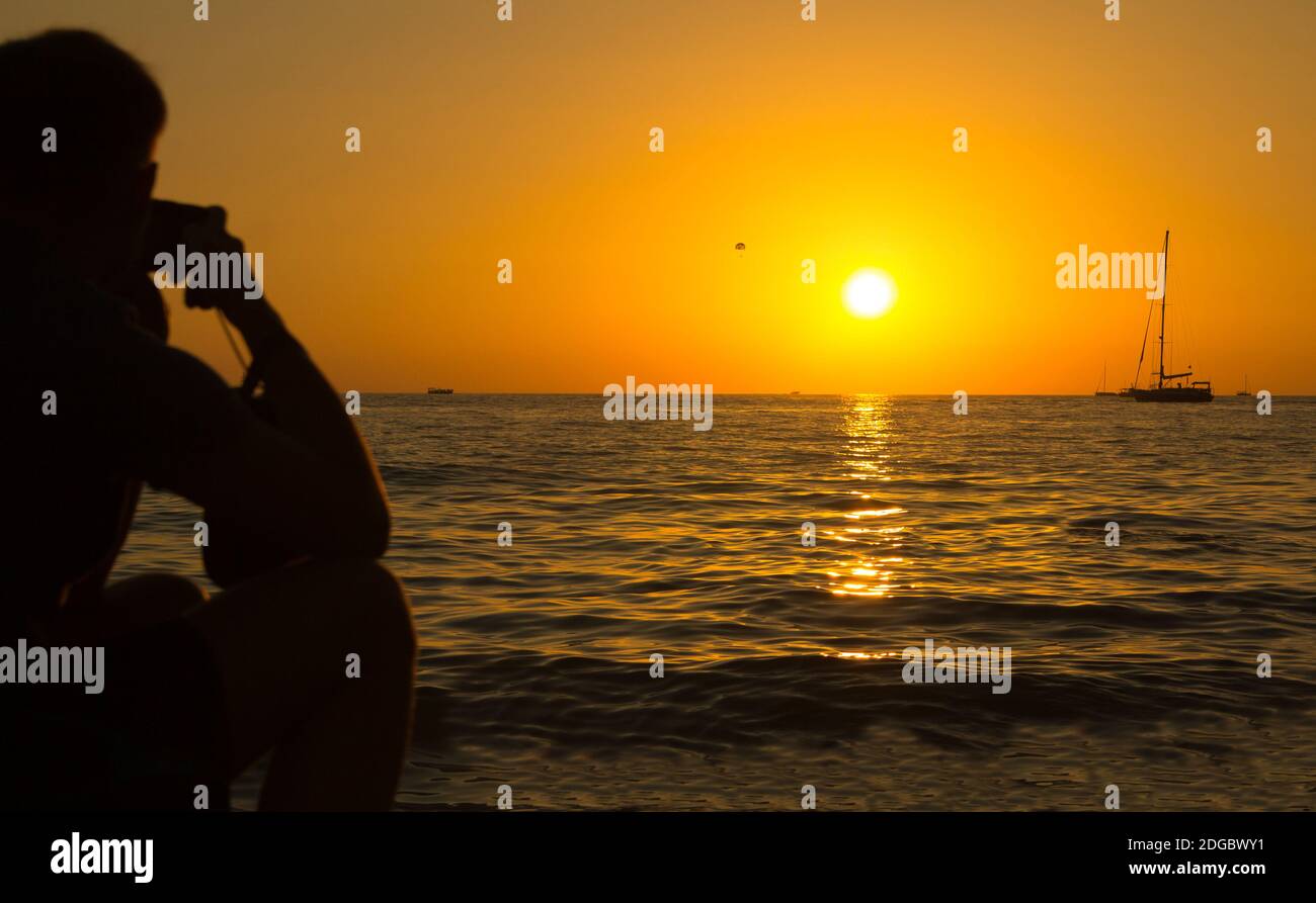 Stunning sea sunset orange Stock Photo - Alamy