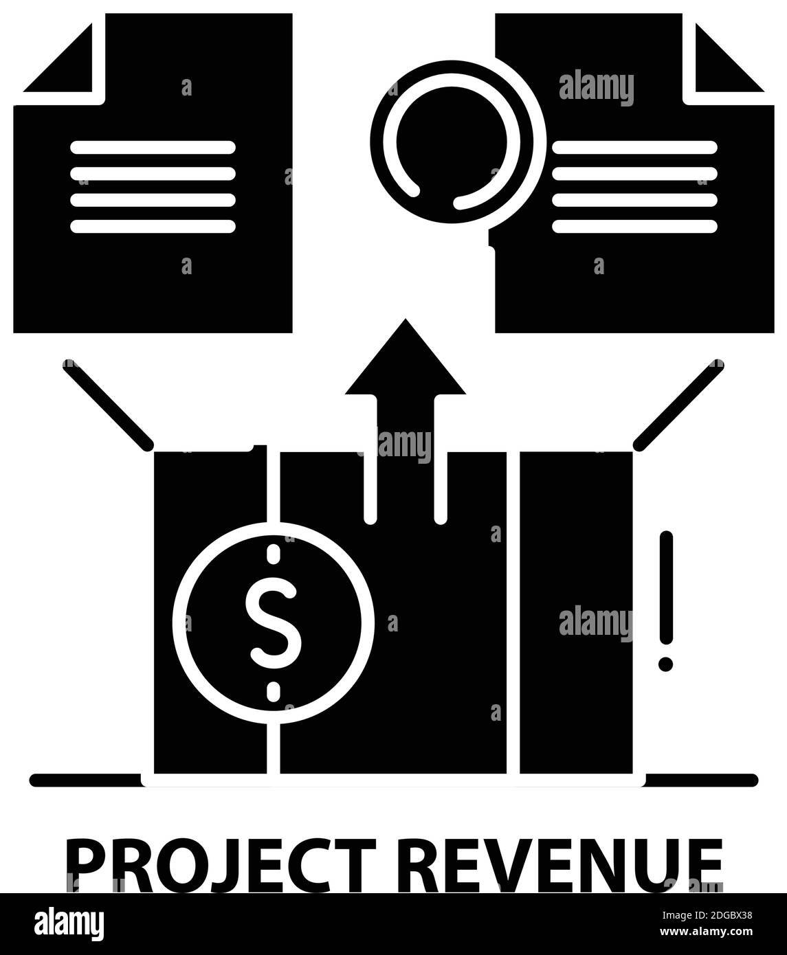 project revenue icon, black vector sign with editable strokes, concept ...