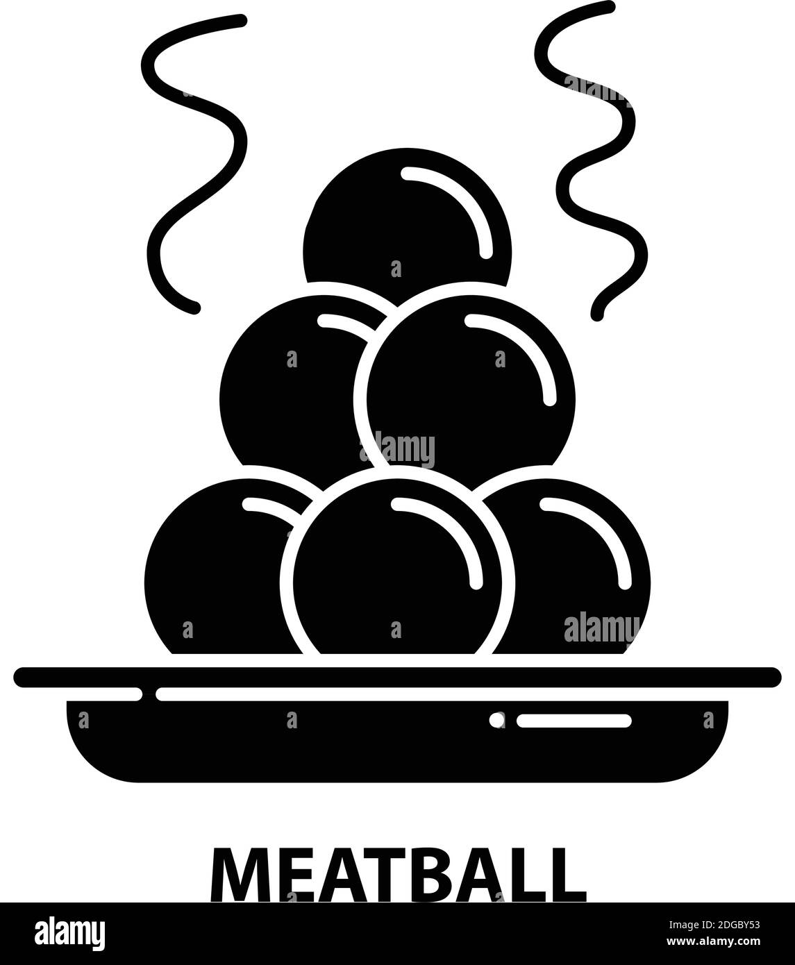 meatball icon, black vector sign with editable strokes, concept ...