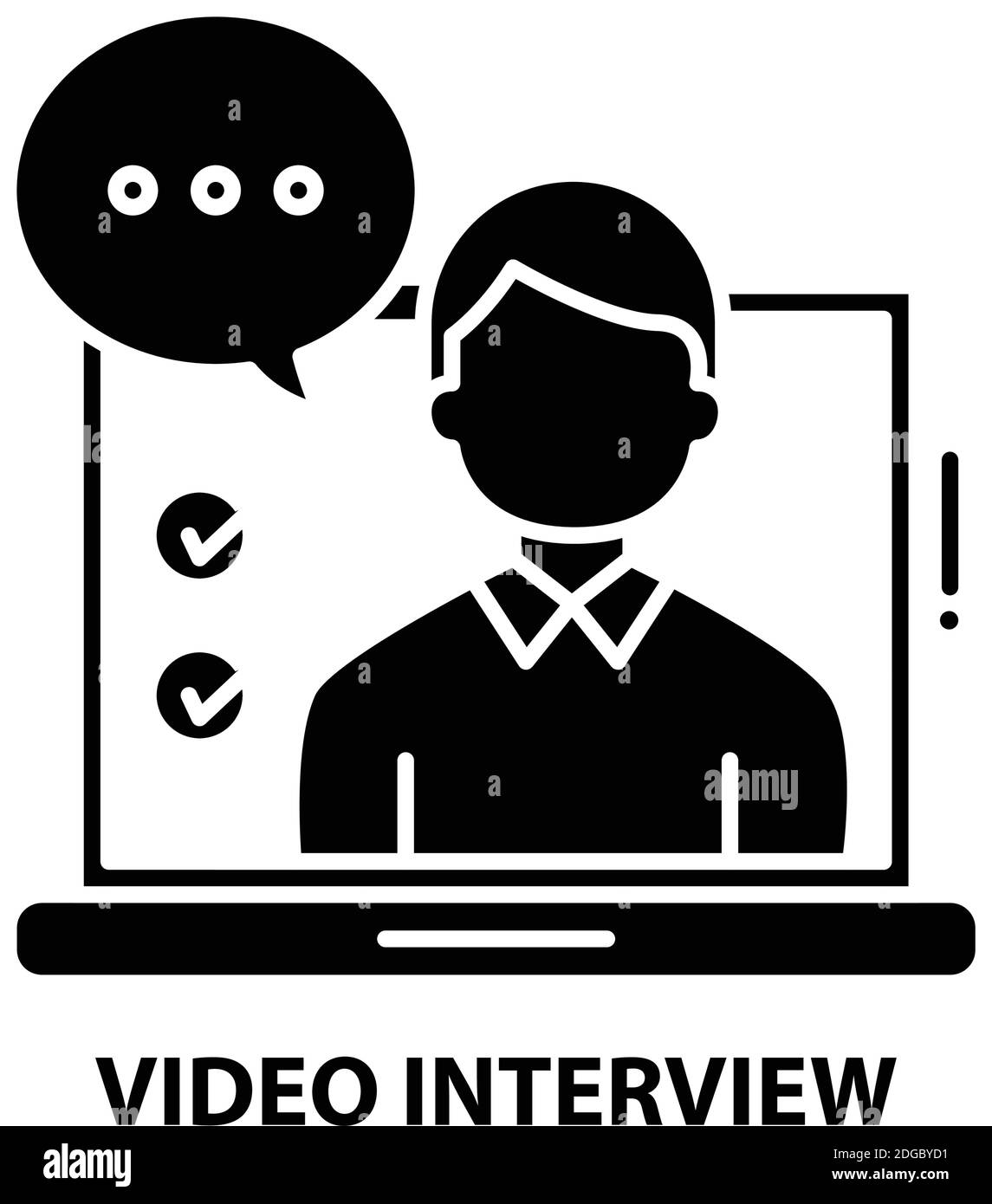 video interview icon, black vector sign with editable strokes, concept ...