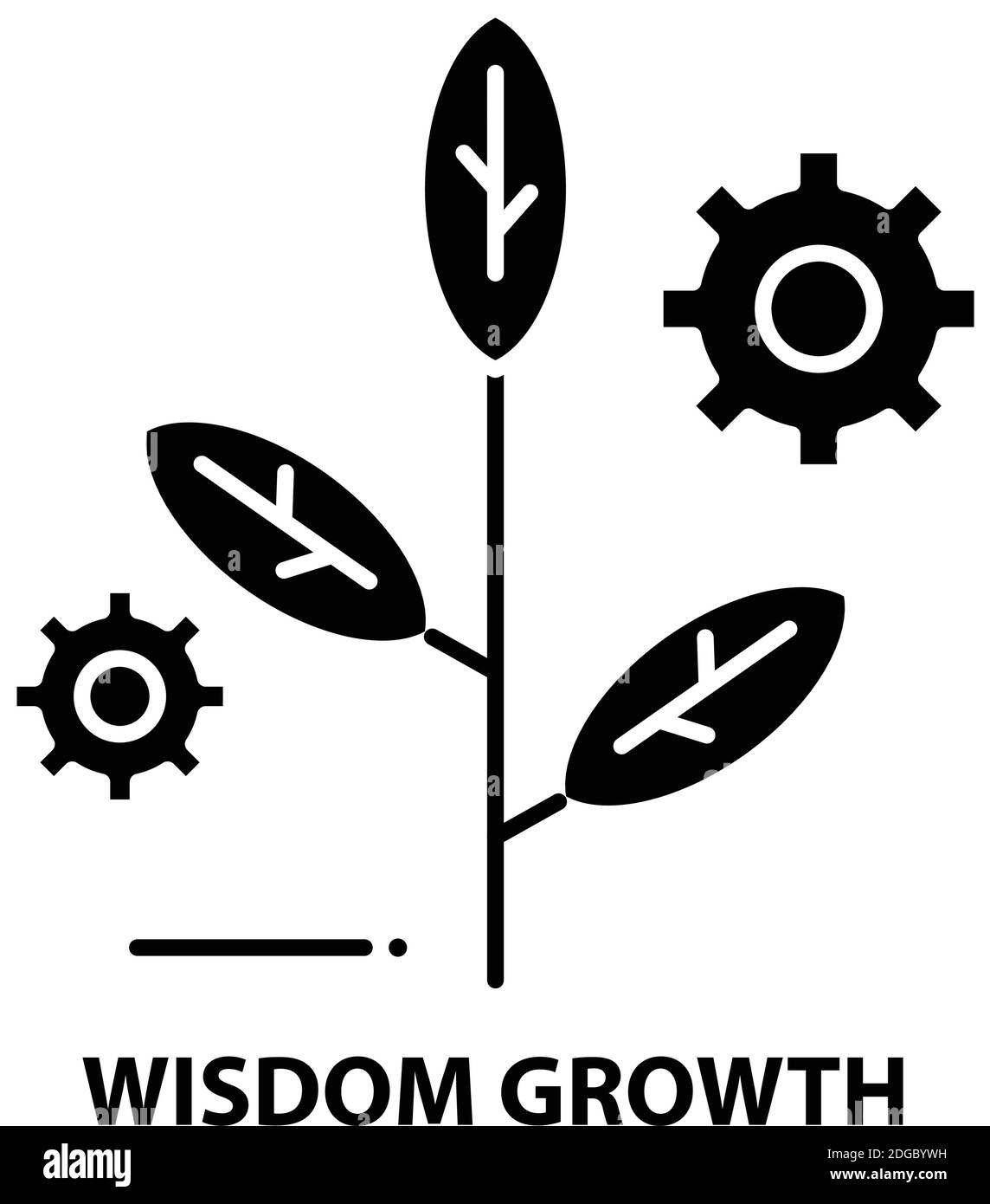 wisdom growth icon, black vector sign with editable strokes, concept ...