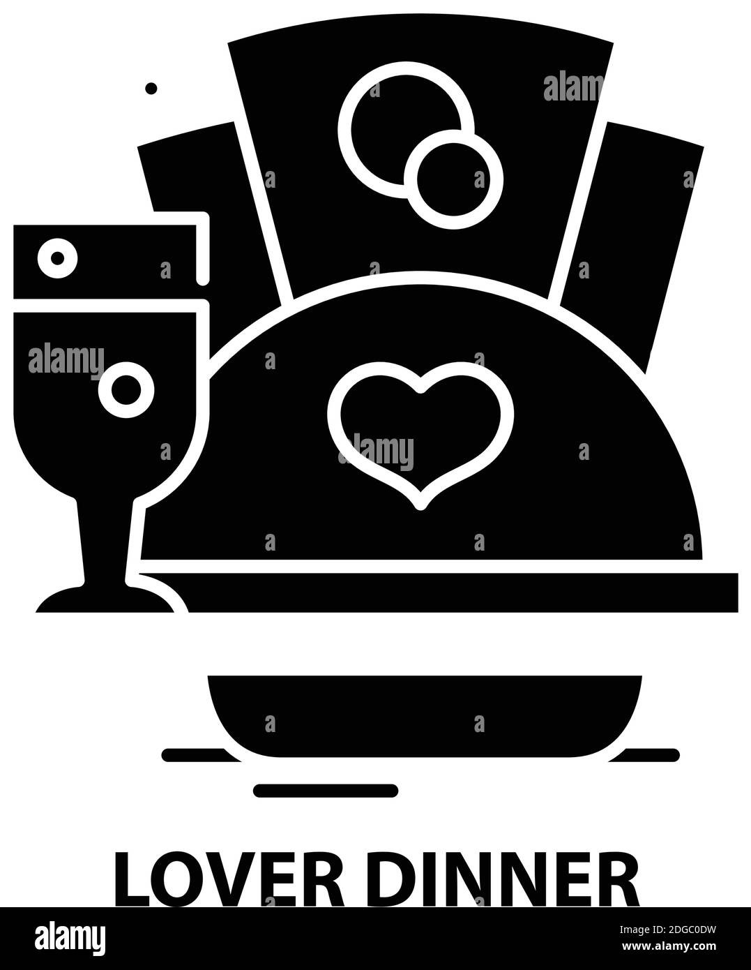 lover dinner icon, black vector sign with editable strokes, concept ...