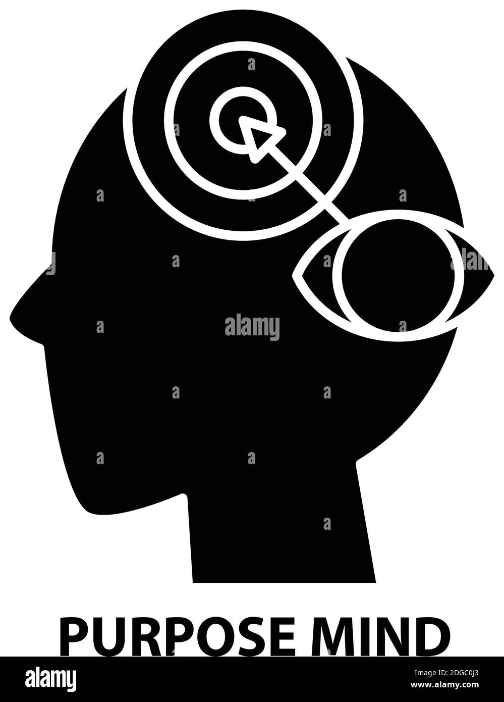 purpose mind icon, black vector sign with editable strokes, concept ...