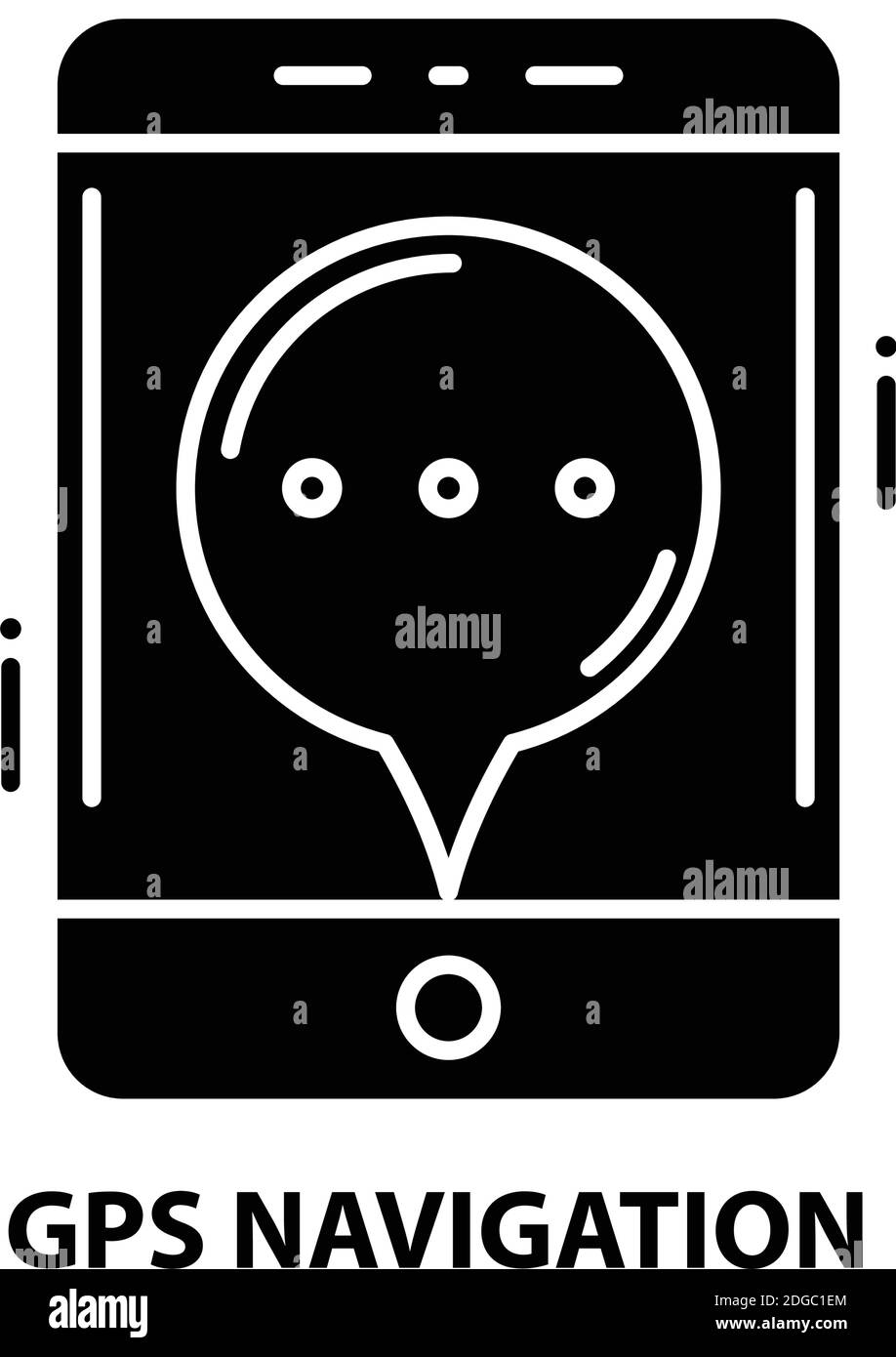 gps navigation icon, black vector sign with editable strokes, concept ...