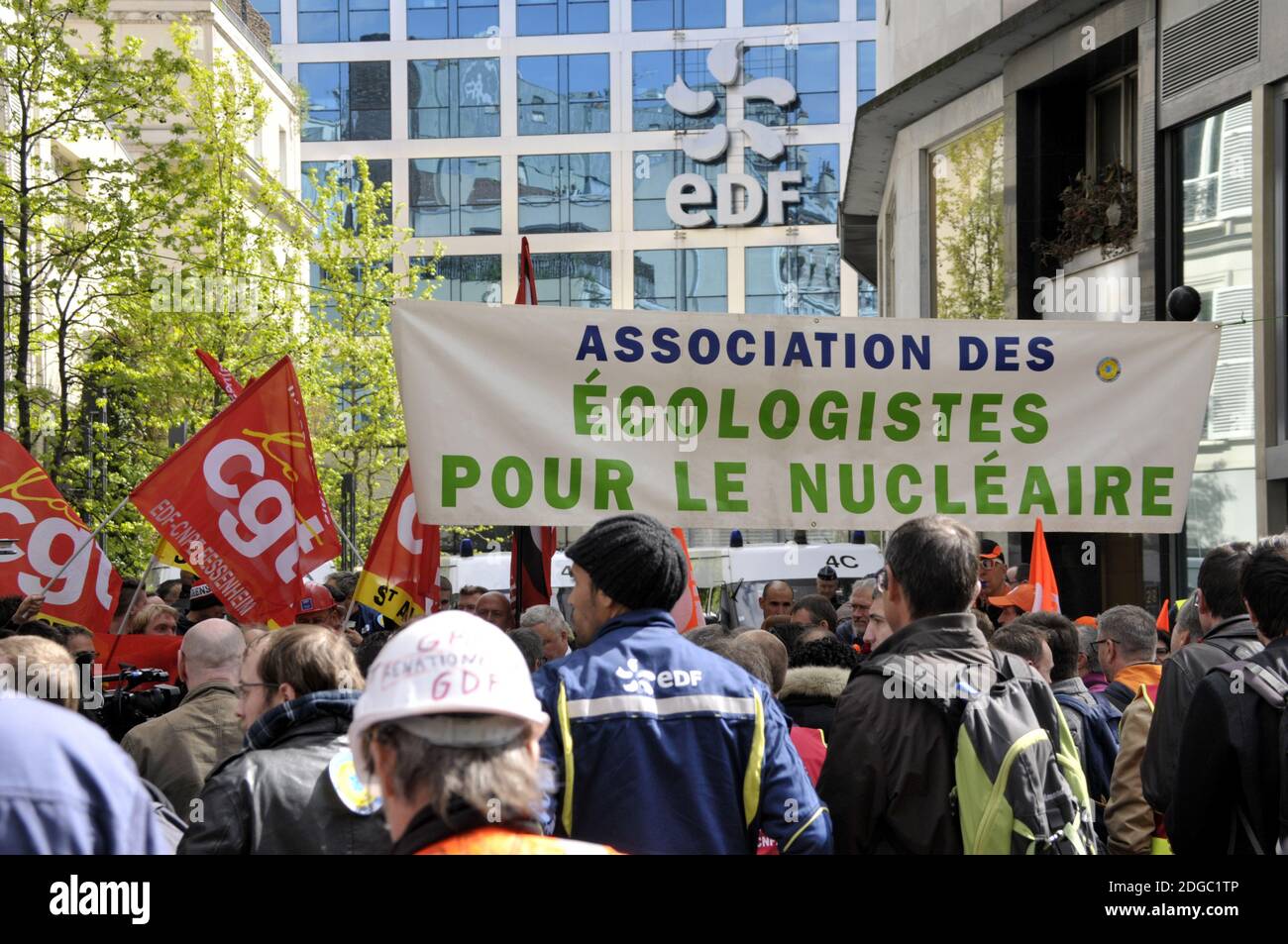 People protest against the closing of power plant Fessenheim in front ...