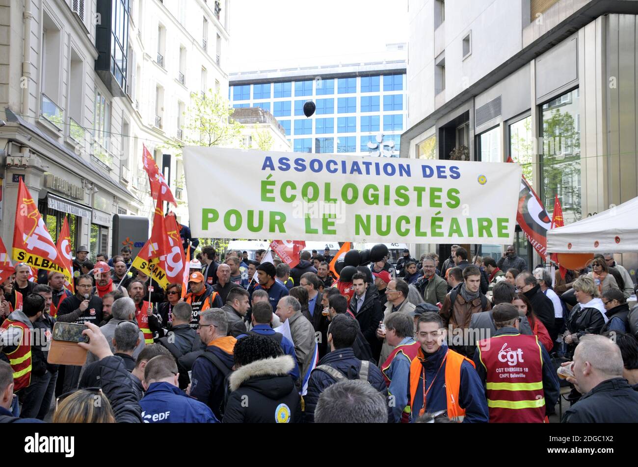 People protest against the closing of power plant Fessenheim in front ...