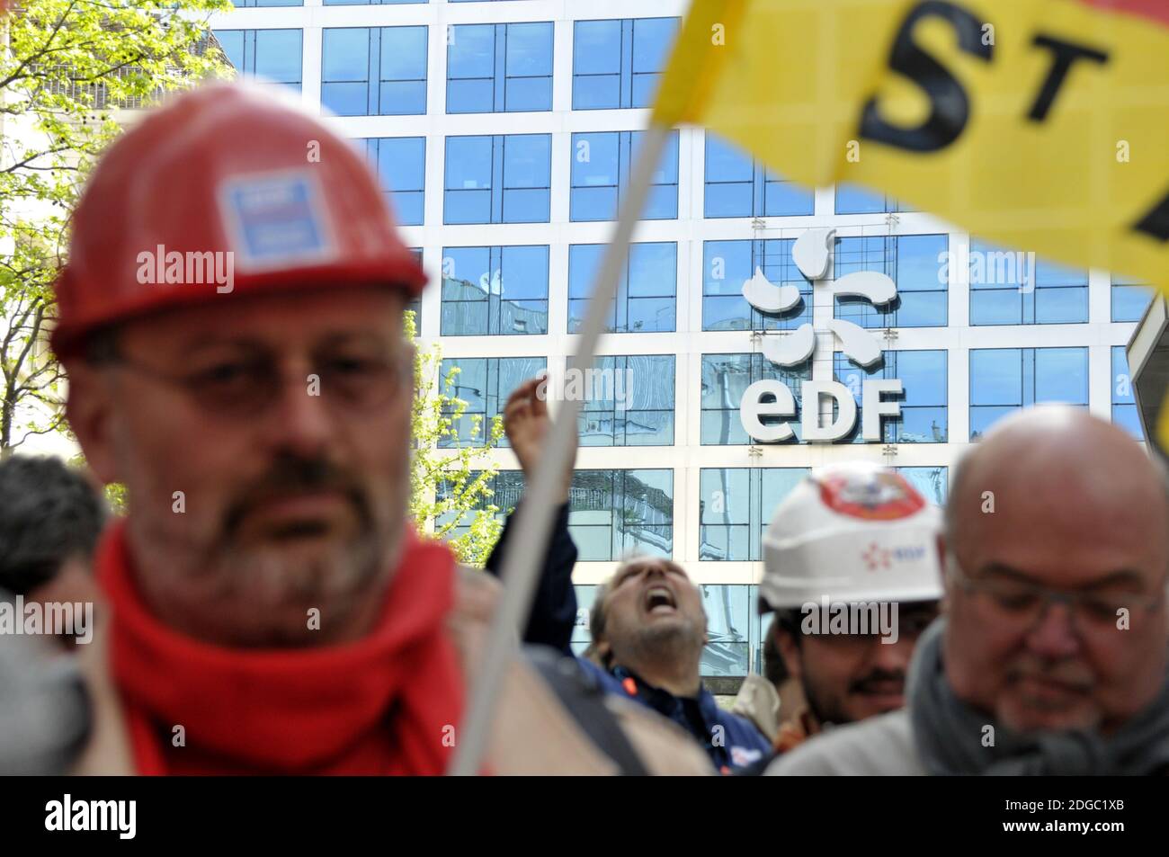 People protest against the closing of power plant Fessenheim in front ...