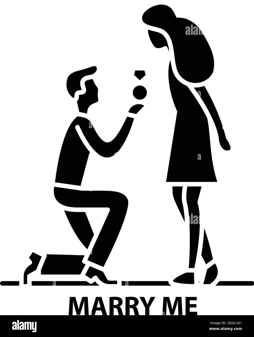 marry me icon, black vector sign with editable strokes, concept ...