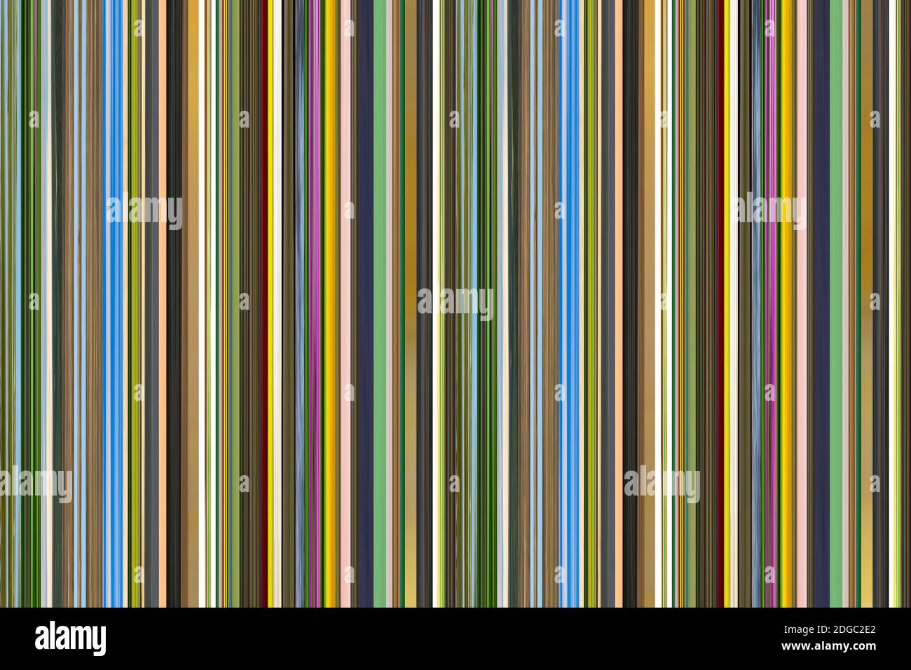 Narrow vertical lines many green blue brown pattern repeated barcode ...