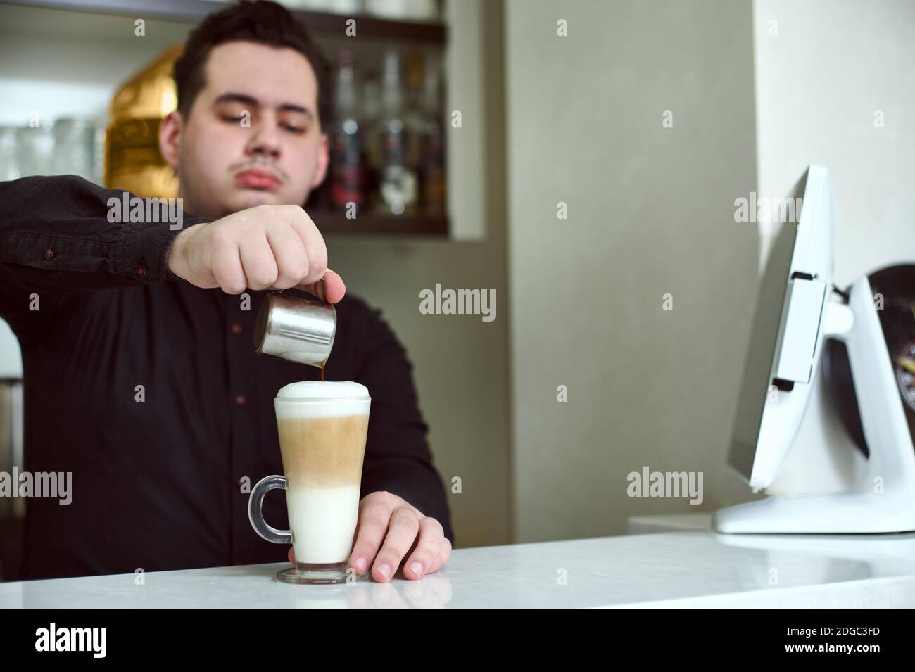 Coffee machine pours latte up hi-res stock photography and images - Alamy