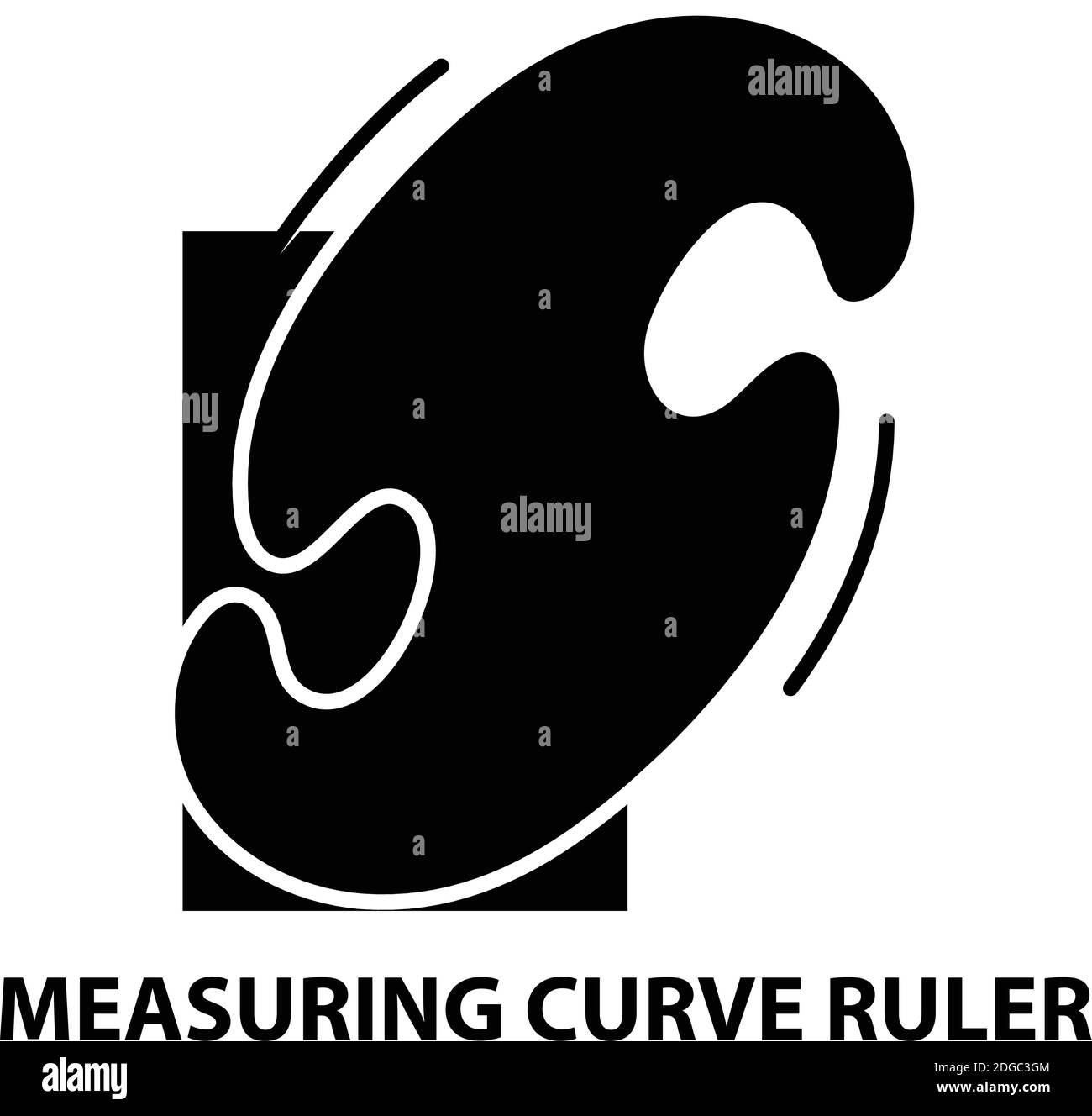 measuring curve ruler icon, black vector sign with editable strokes ...