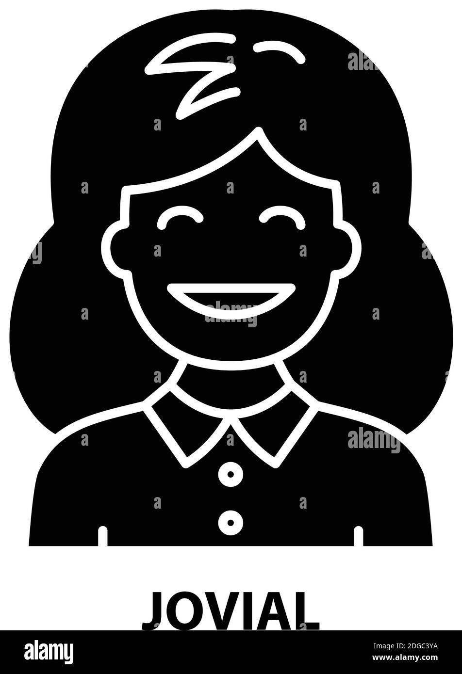 jovial icon, black vector sign with editable strokes, concept ...