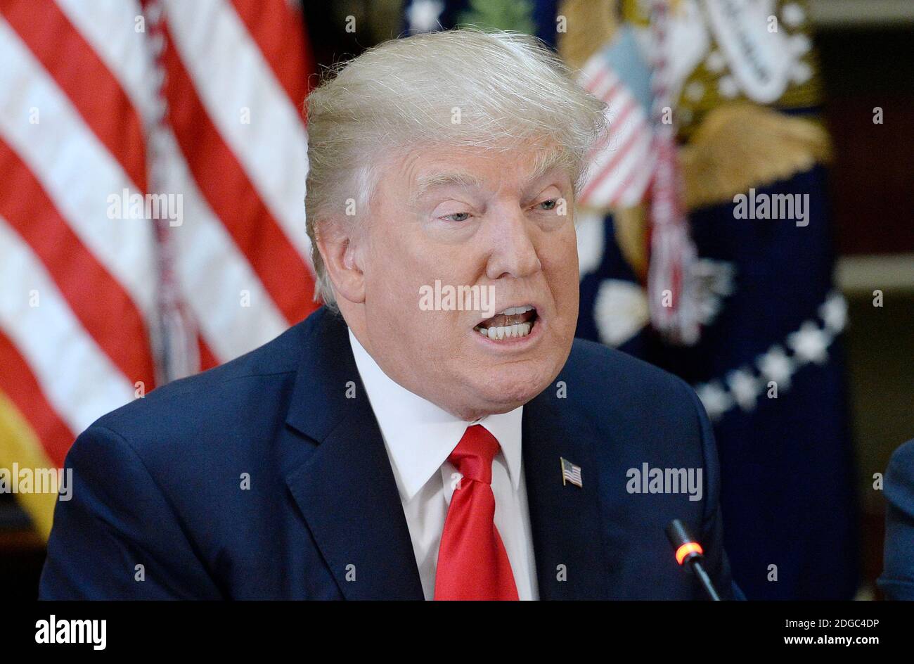 US President Donald Trump speaks during a strategic and policy ...