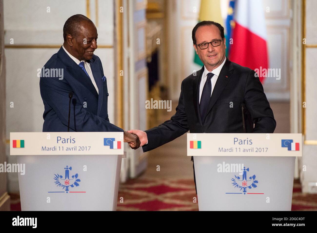 French President Francois Hollande and his Guinean counterpart Alpha ...