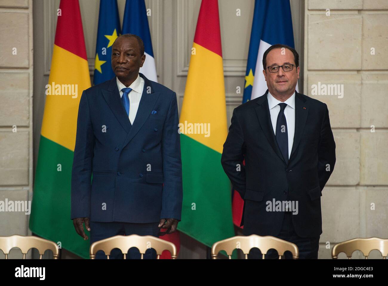 French President Francois Hollande and his Guinean counterpart Alpha ...