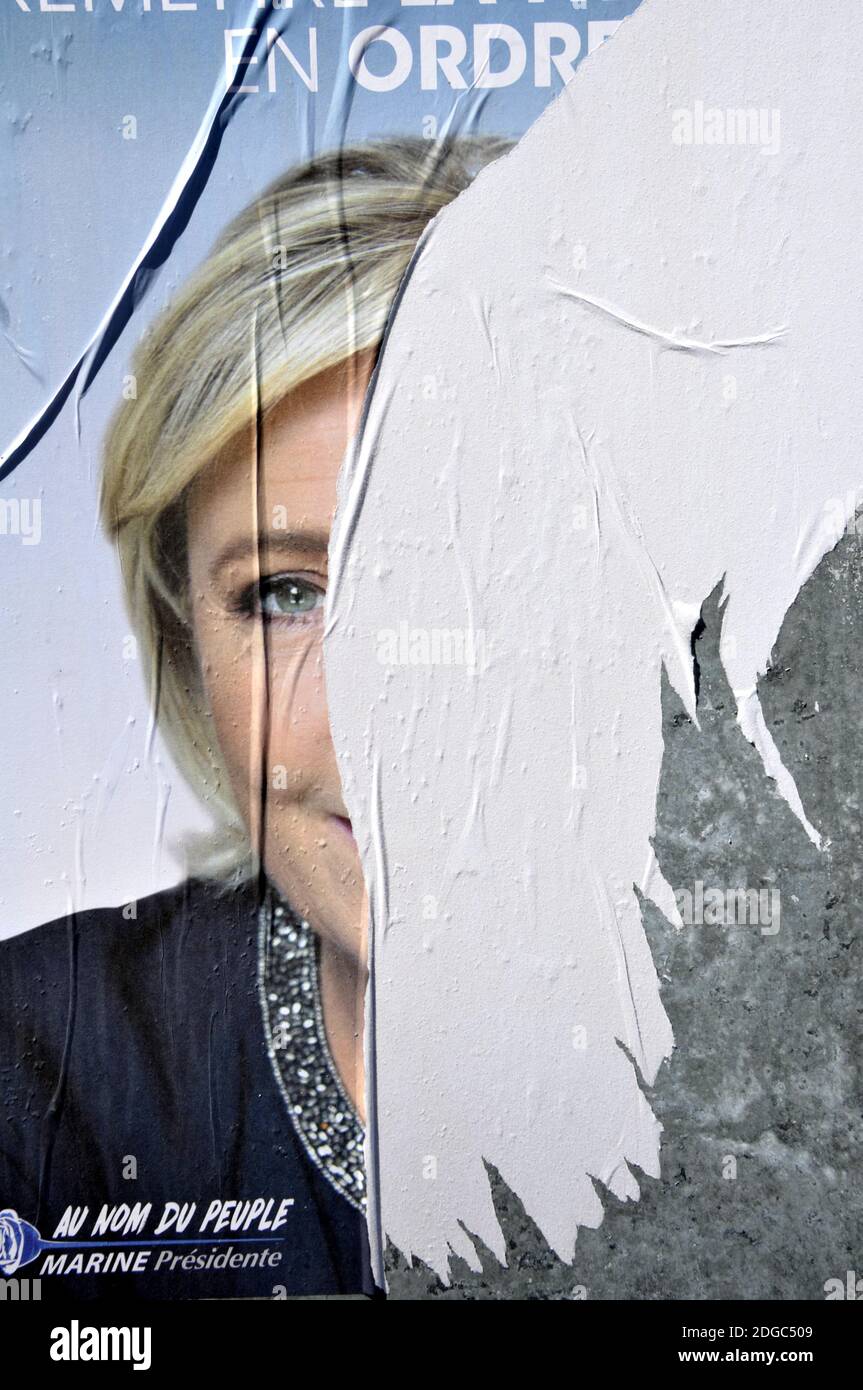 Campaign posters of the candidates for the 2017 French presidential ...