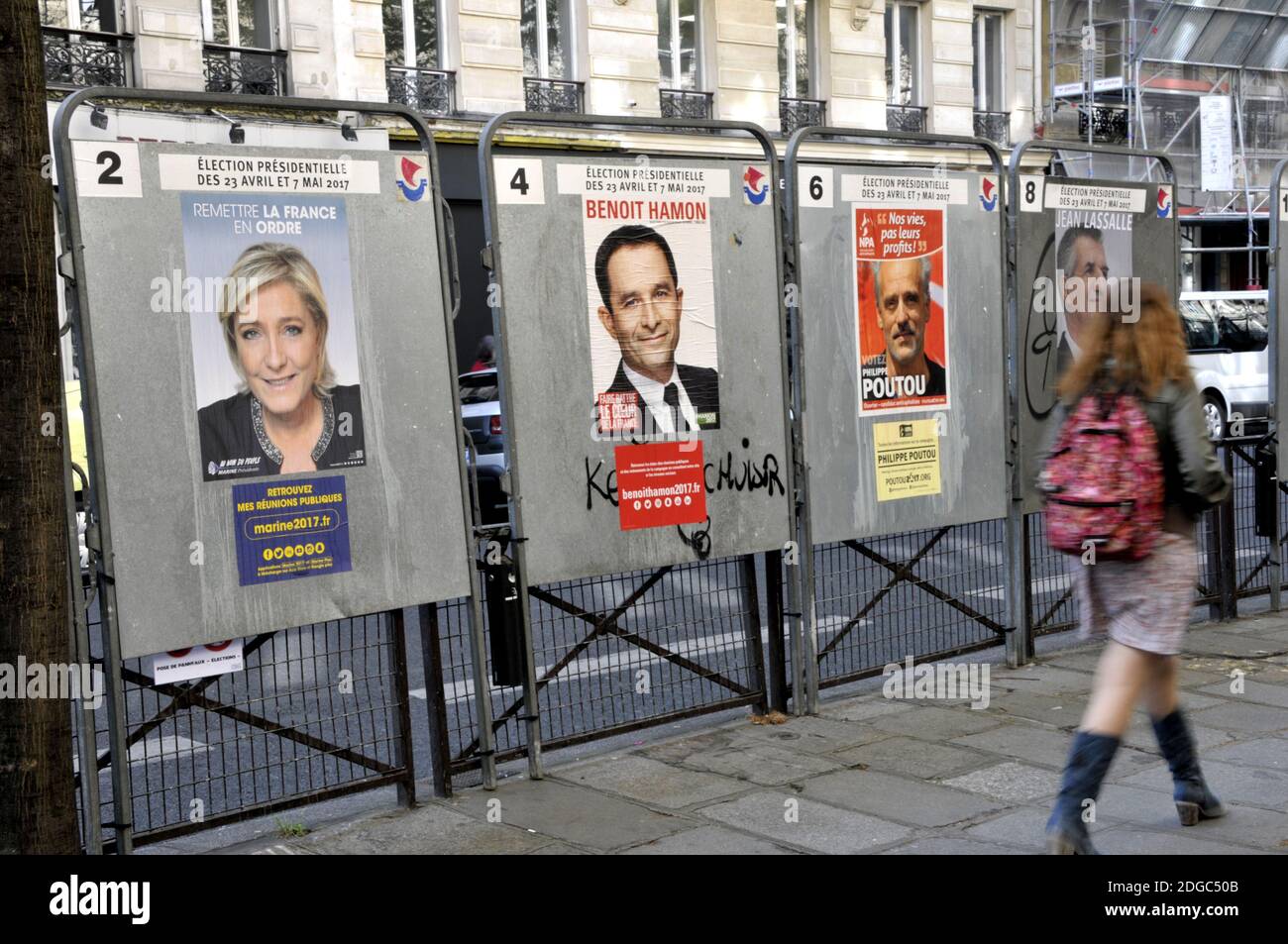 Campaign posters of the candidates for the 2017 French presidential ...
