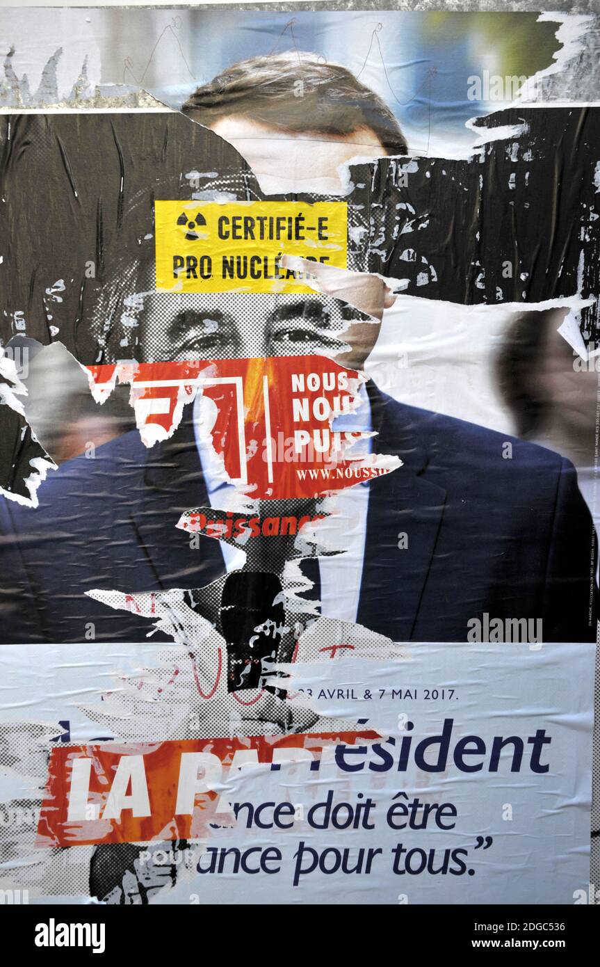 Campaign posters of the candidates for the 2017 French presidential ...