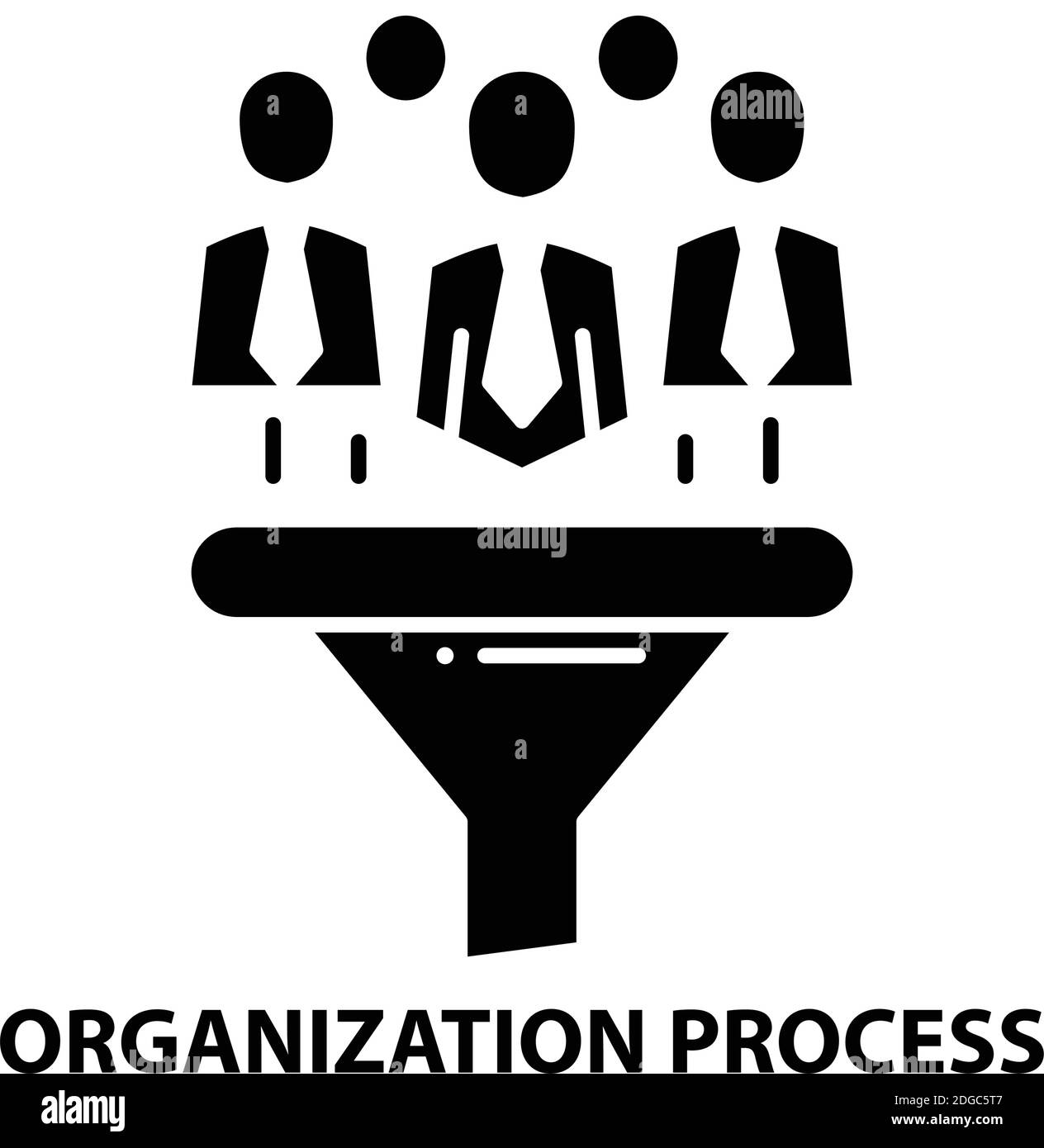 organization process icon, black vector sign with editable strokes ...