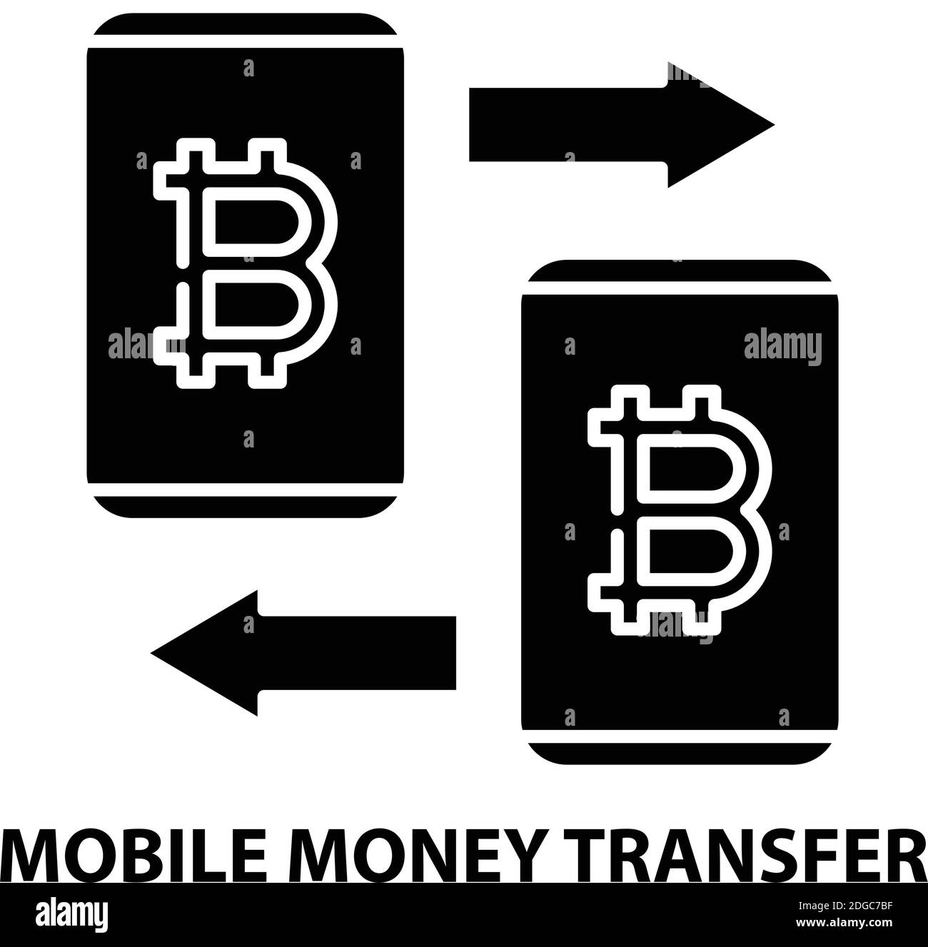 mobile money transfer icon, black vector sign with editable strokes ...