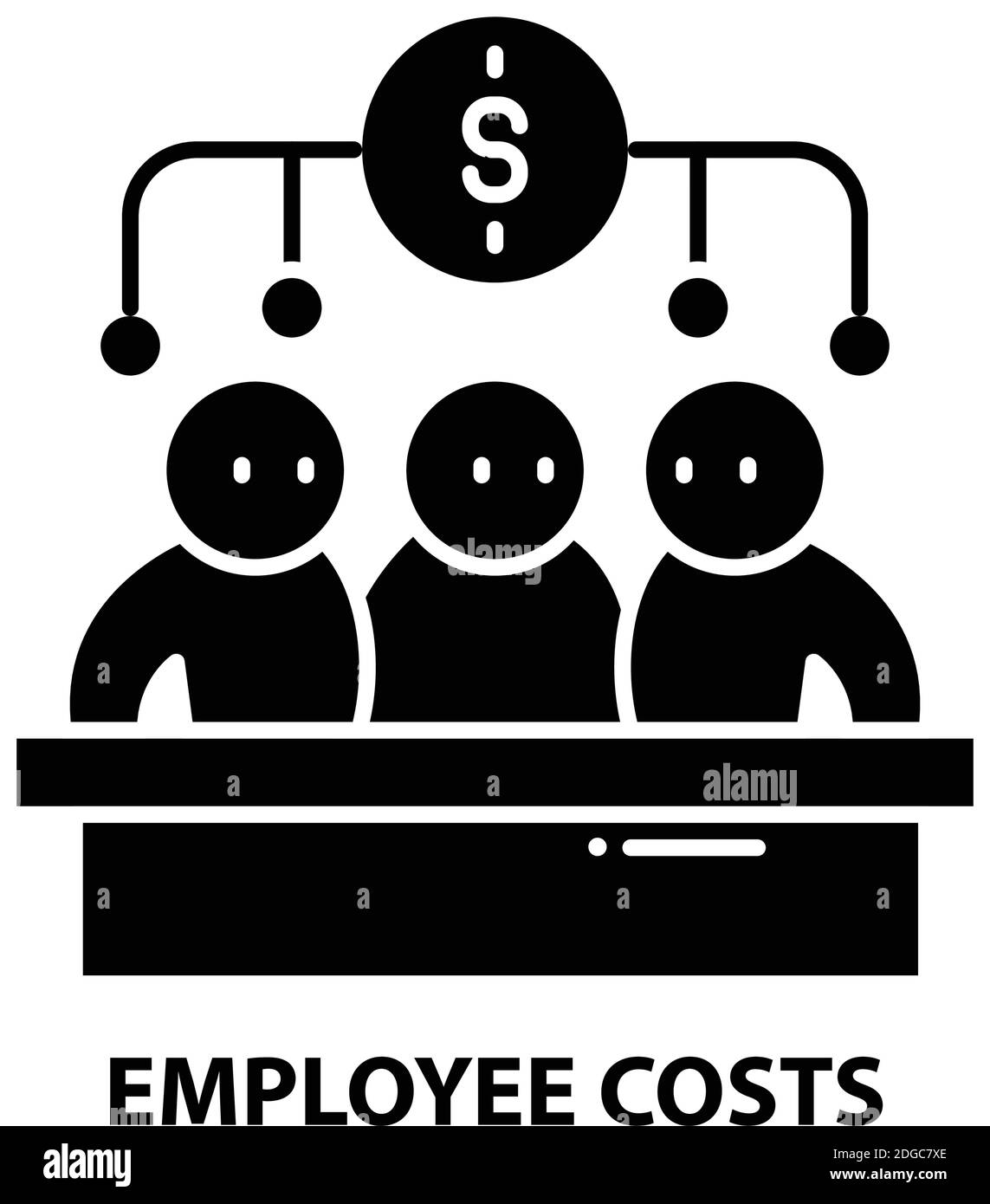 employee costs icon, black vector sign with editable strokes, concept ...