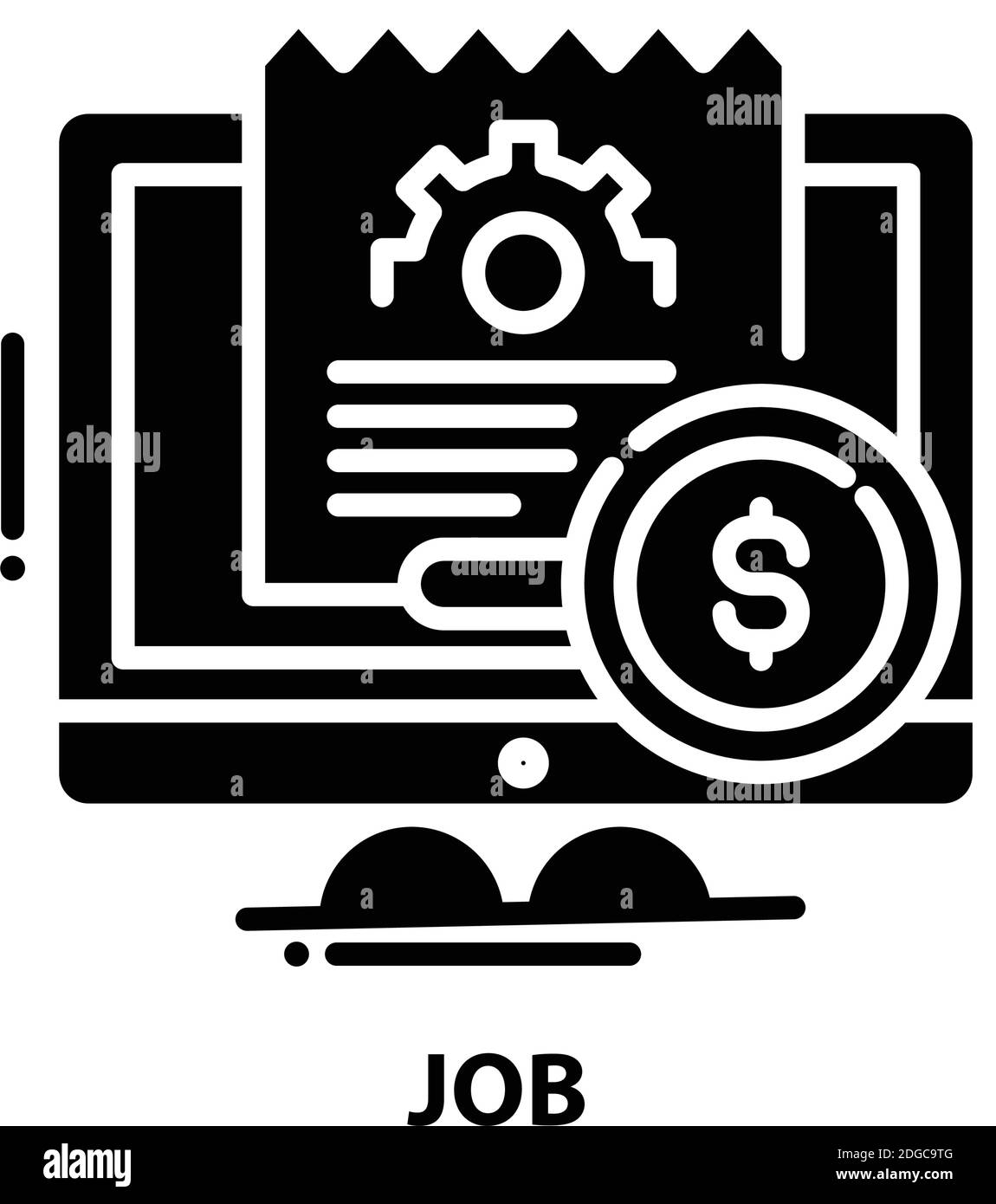 job icon, black vector sign with editable strokes, concept illustration ...