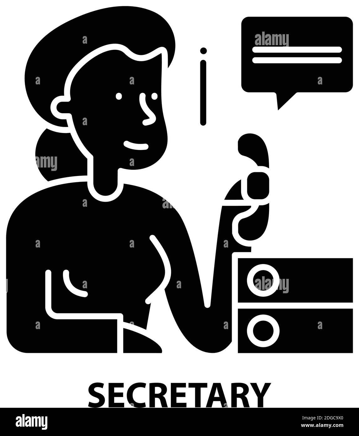 secretary icon, black vector sign with editable strokes, concept ...
