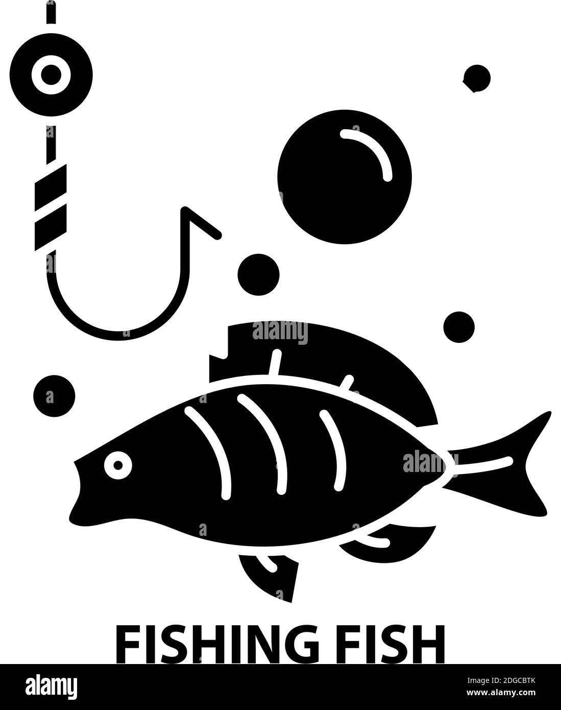 fishing fish icon, black vector sign with editable strokes, concept ...
