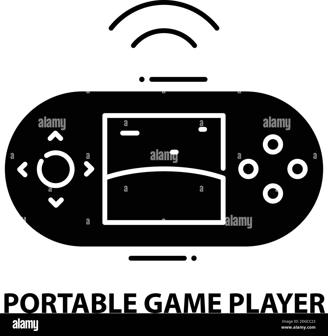 portable game player icon, black vector sign with editable strokes ...