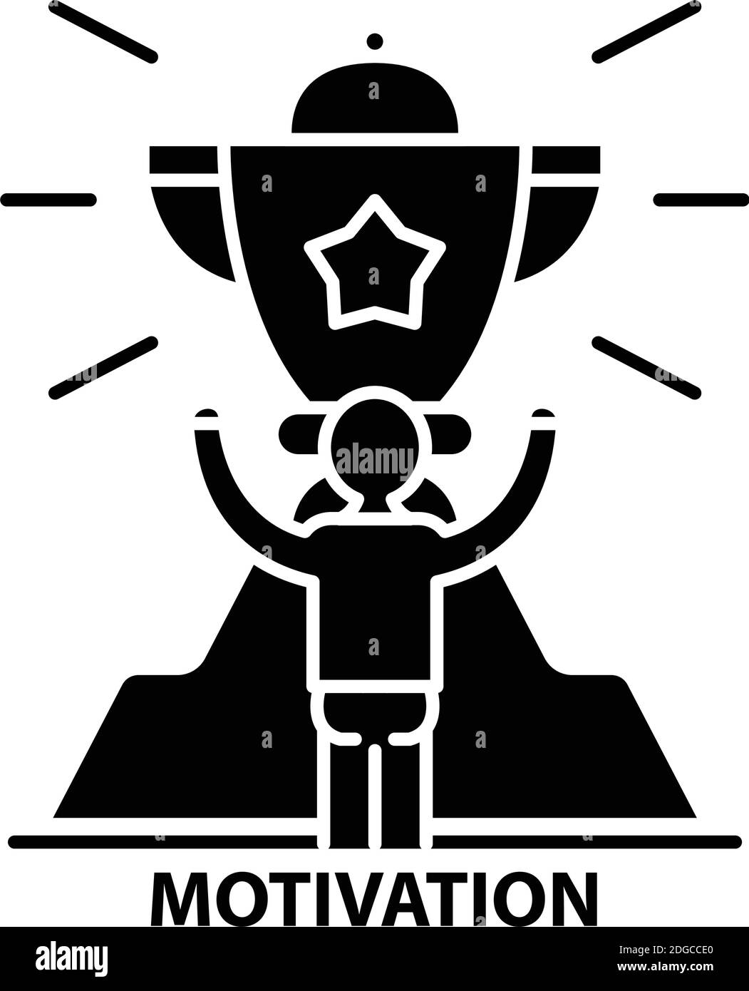 motivation icon, black vector sign with editable strokes, concept ...