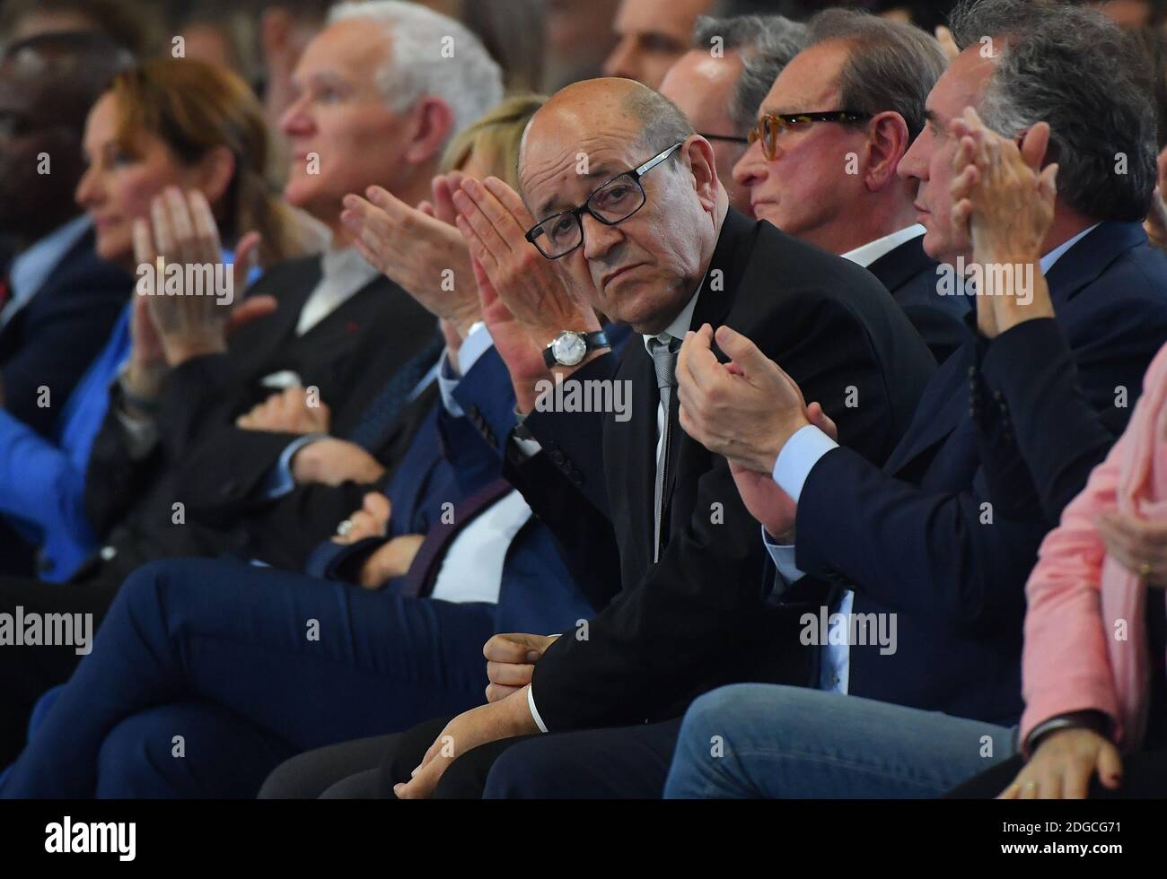 Jean-Yves Le Drian attends Presidential Candidate Emmanuel Macron's ...