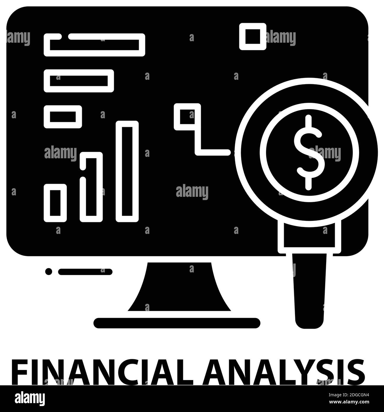 financial analysis icon, black vector sign with editable strokes ...