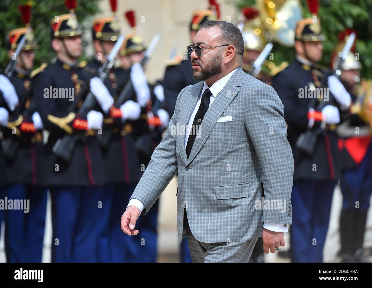 King Mohammed VI of Morocco arriving at the Elysee Palace in Paris ...