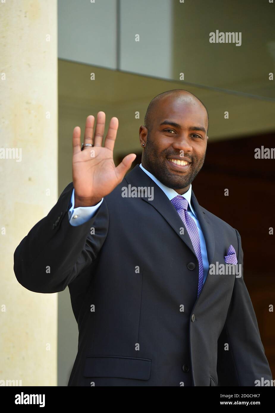 French Olympic Judo champion Teddy Riner arrives for a meeting with ...