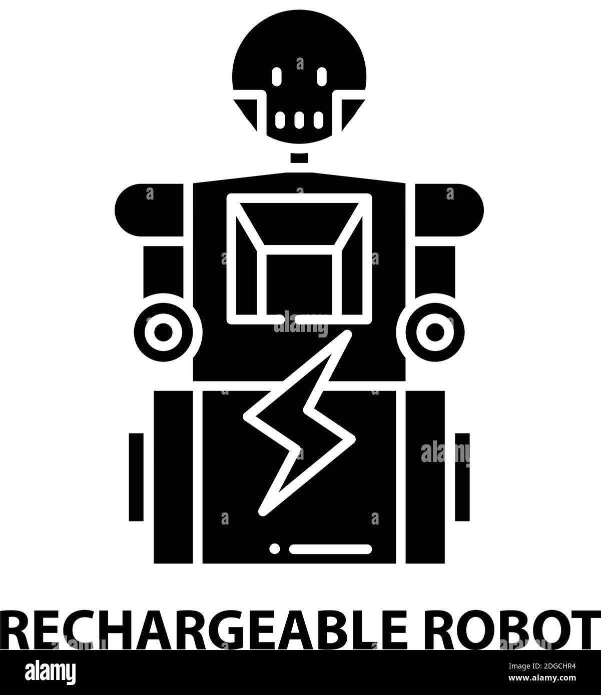 rechargeable robot icon, black vector sign with editable strokes ...