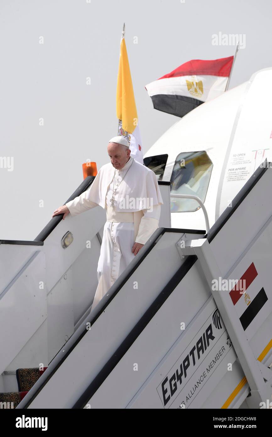 Pope Francis arrival at Cairo's International Airportas part of a two ...