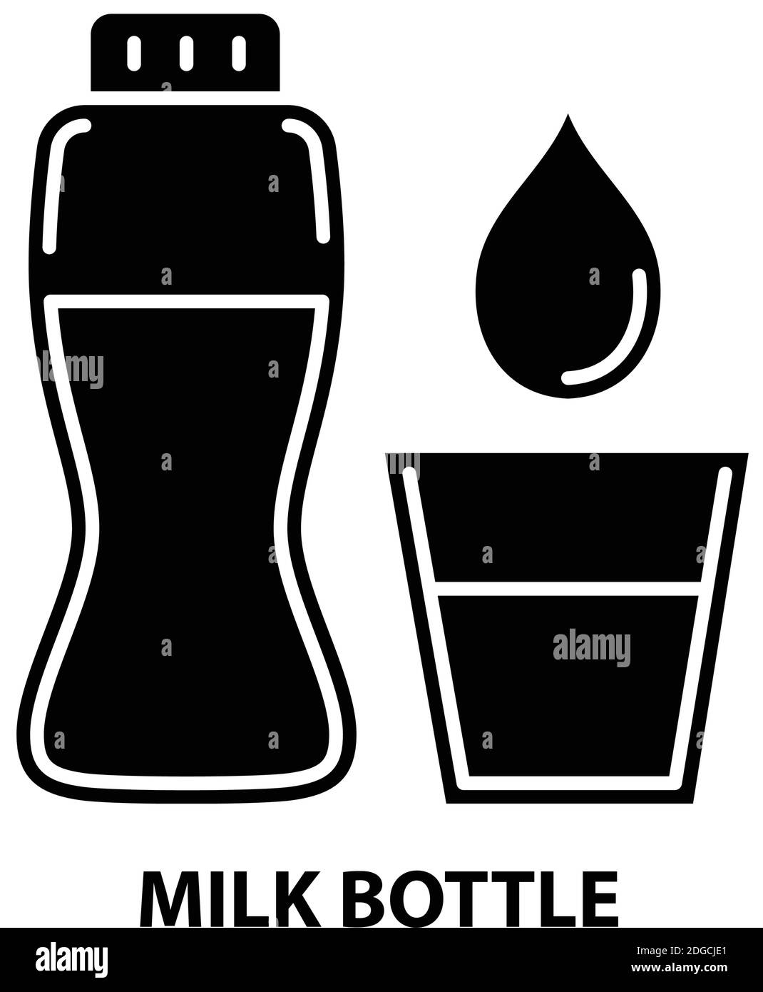 milk bottle icon, black vector sign with editable strokes, concept ...