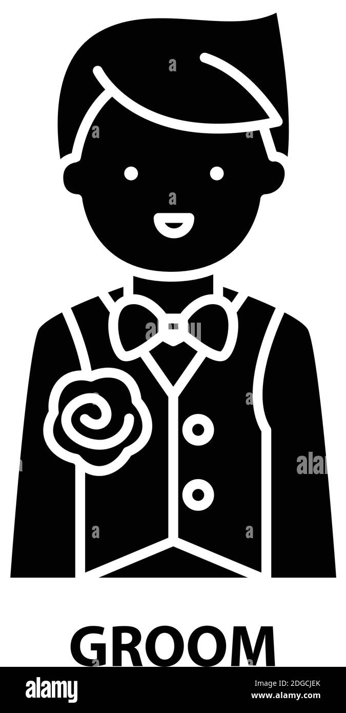 groom icon, black vector sign with editable strokes, concept ...