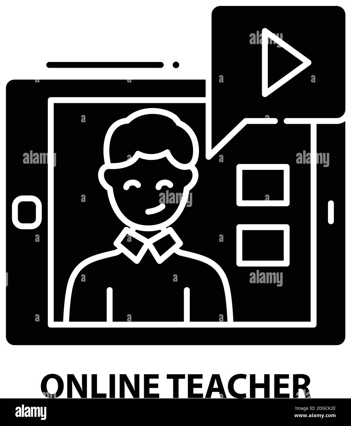 online teacher icon, black vector sign with editable strokes, concept ...