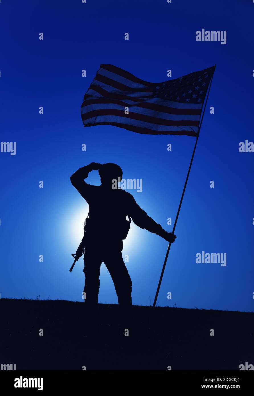 Army Silhouette With Flag