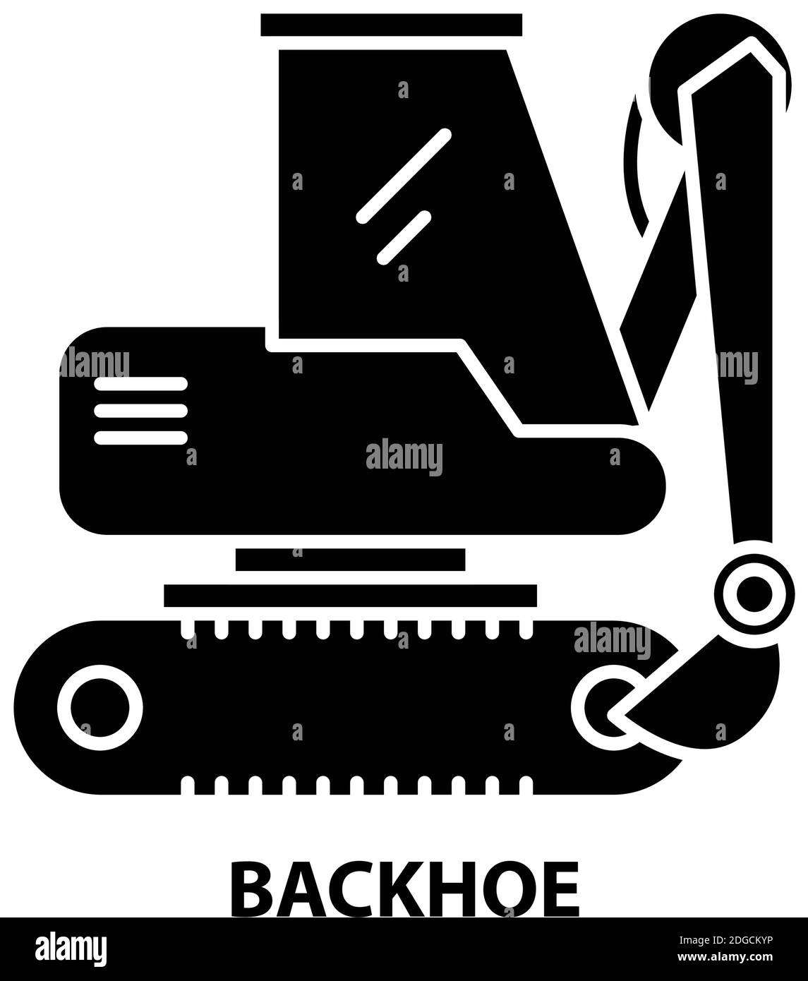 backhoe icon, black vector sign with editable strokes, concept ...