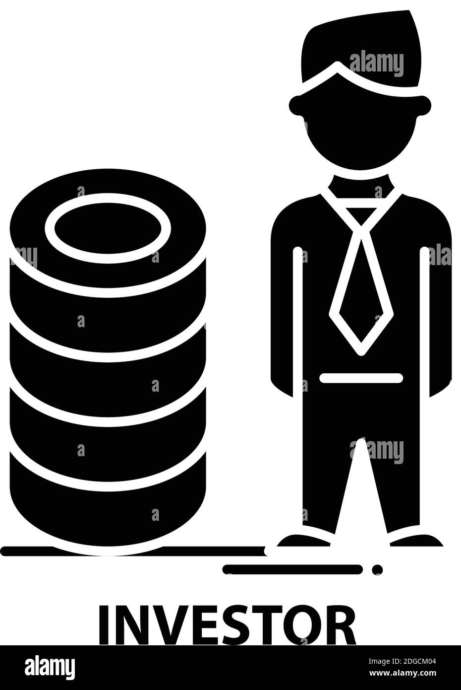 investor symbol icon, black vector sign with editable strokes, concept ...