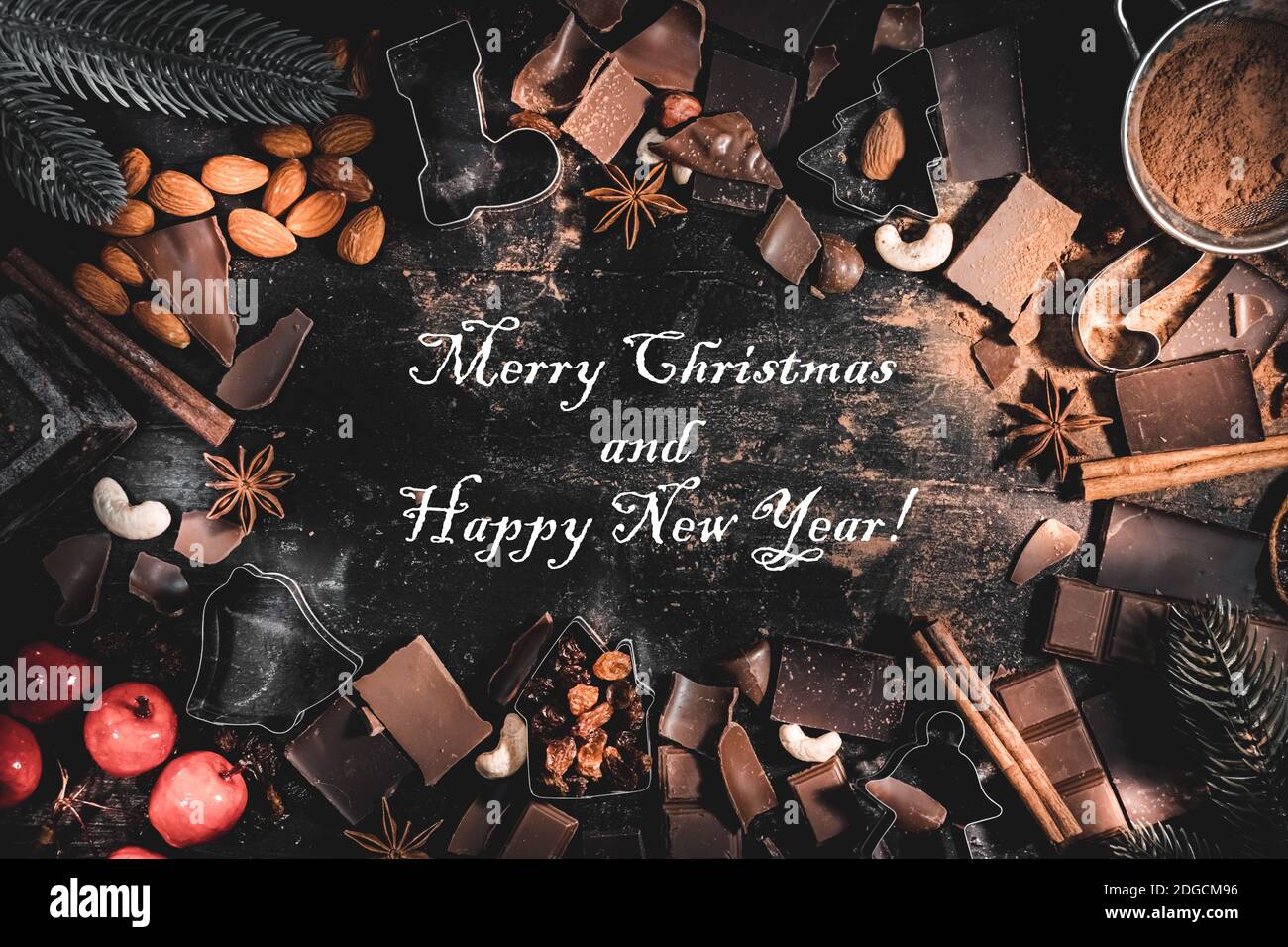 Merry Christmas and Happy New Year greeting post card wallpaper with ...